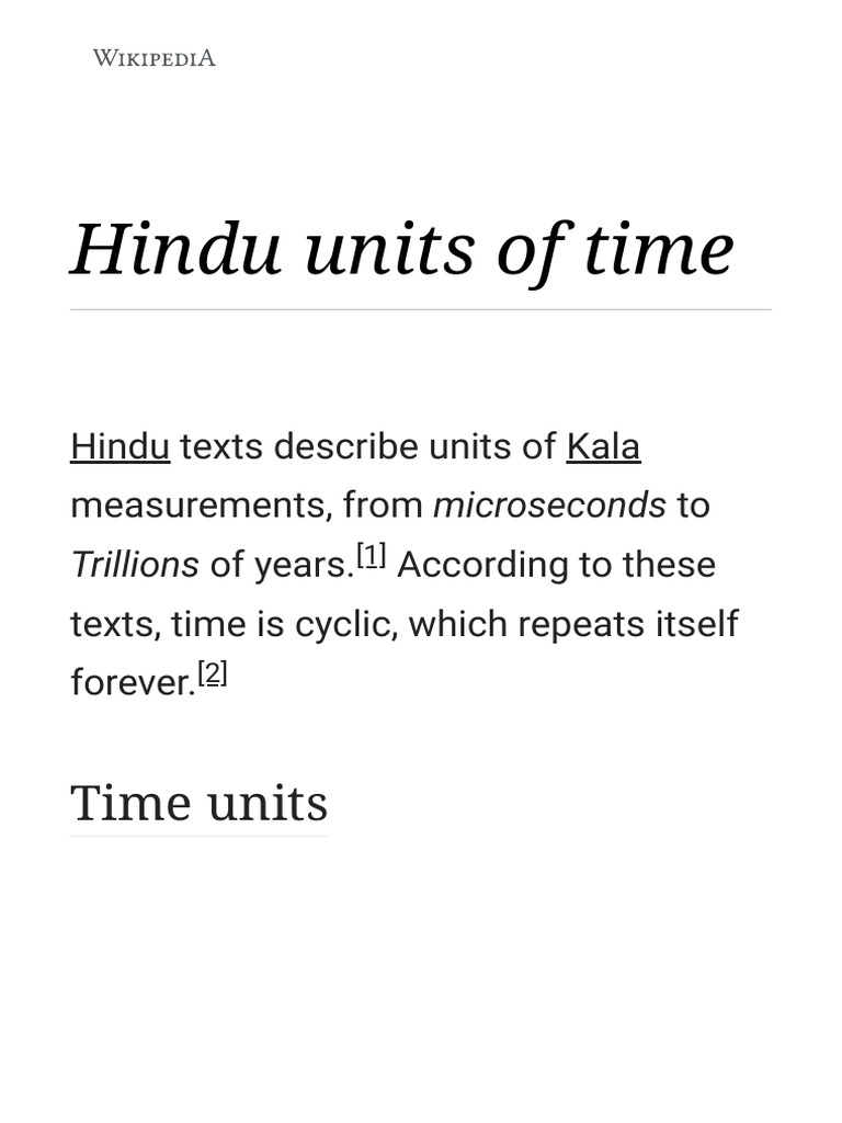 Hindu Time Measurement Units Explained | PDF | Hindu Mythology | Hindu ...