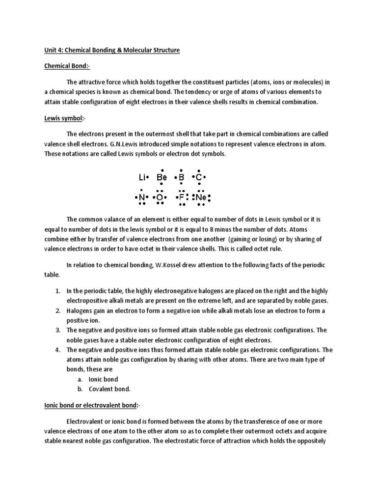 Chemistry: Bonds & Structures | PDF | Ionic Bonding | Covalent Bond