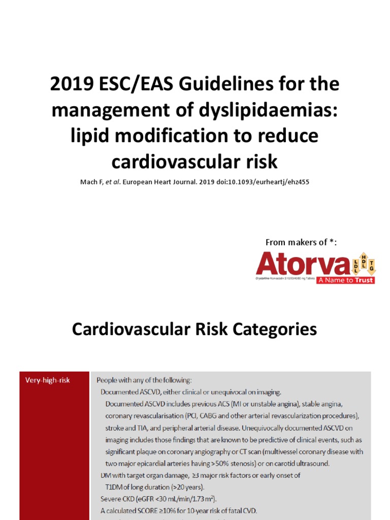 Latest 2019 ESC Guidelines On Dyslipidemia PDF Low Density