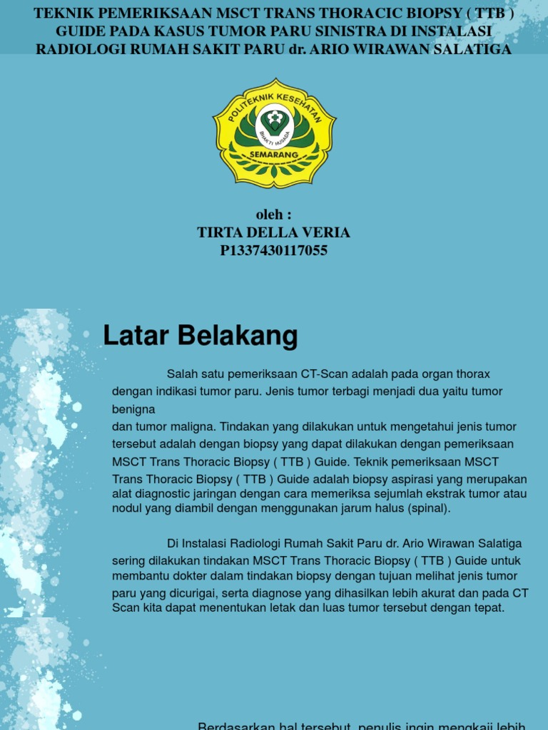 Teknik Biopsi Paru dengan MSCT TTB Guide | PDF