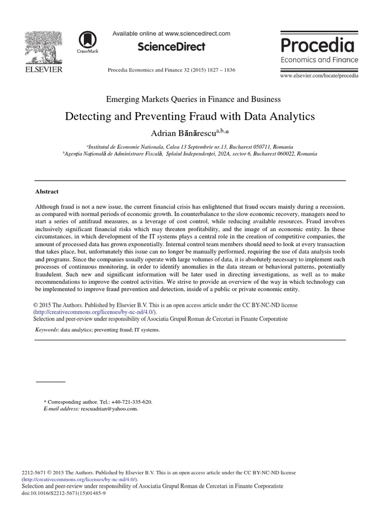 Detecting and Preventing Fraud With Data Analytics | PDF | Data Analysis | Fraud