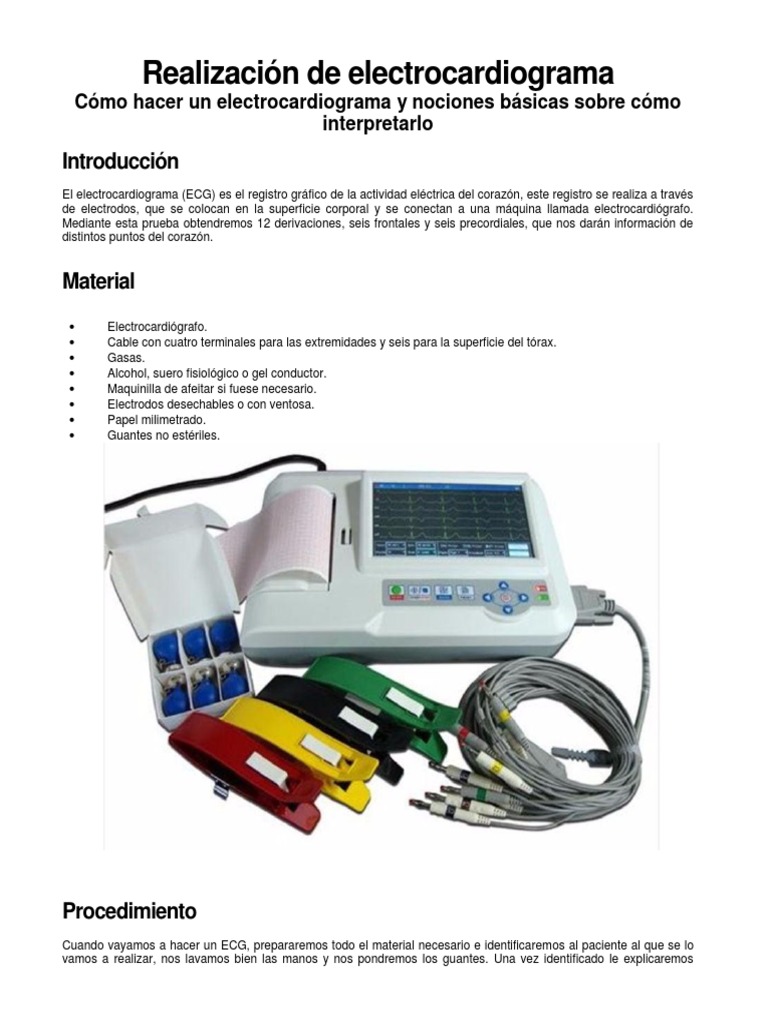 Material y partes del electrocardiograma | PDF | Electrocardiografia ...