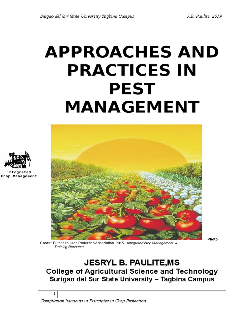 Course Outline Approaches and Practices in Pest Management | PDF ...