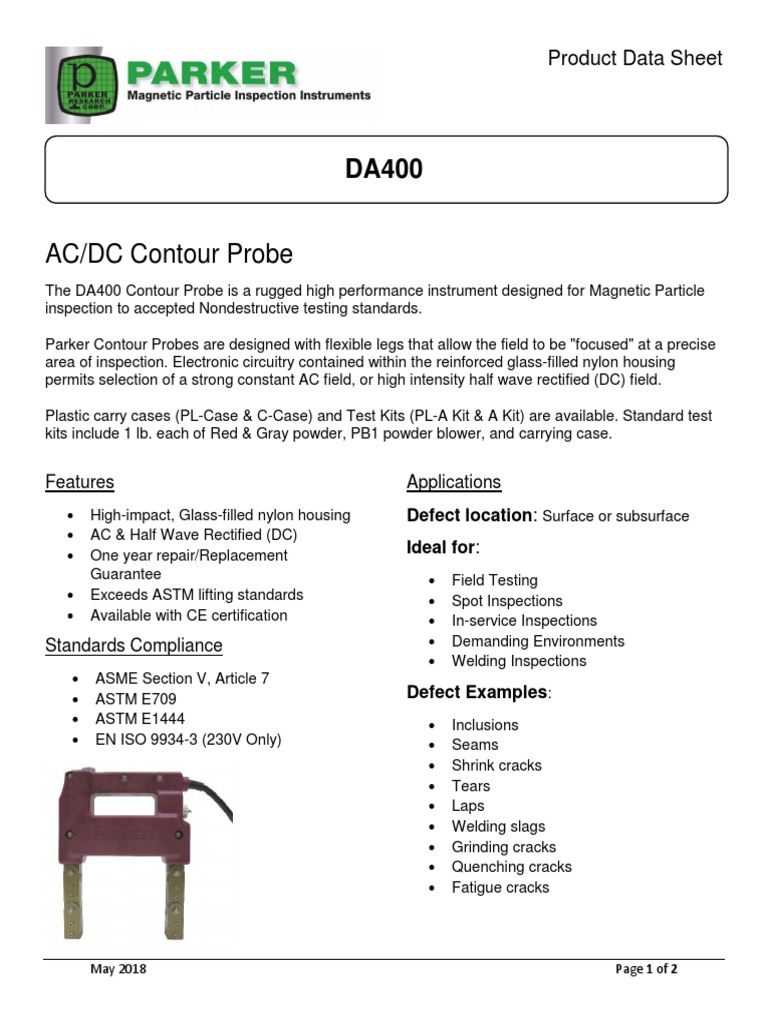 DA400 Product Data Sheet | PDF | Nondestructive Testing | Materials