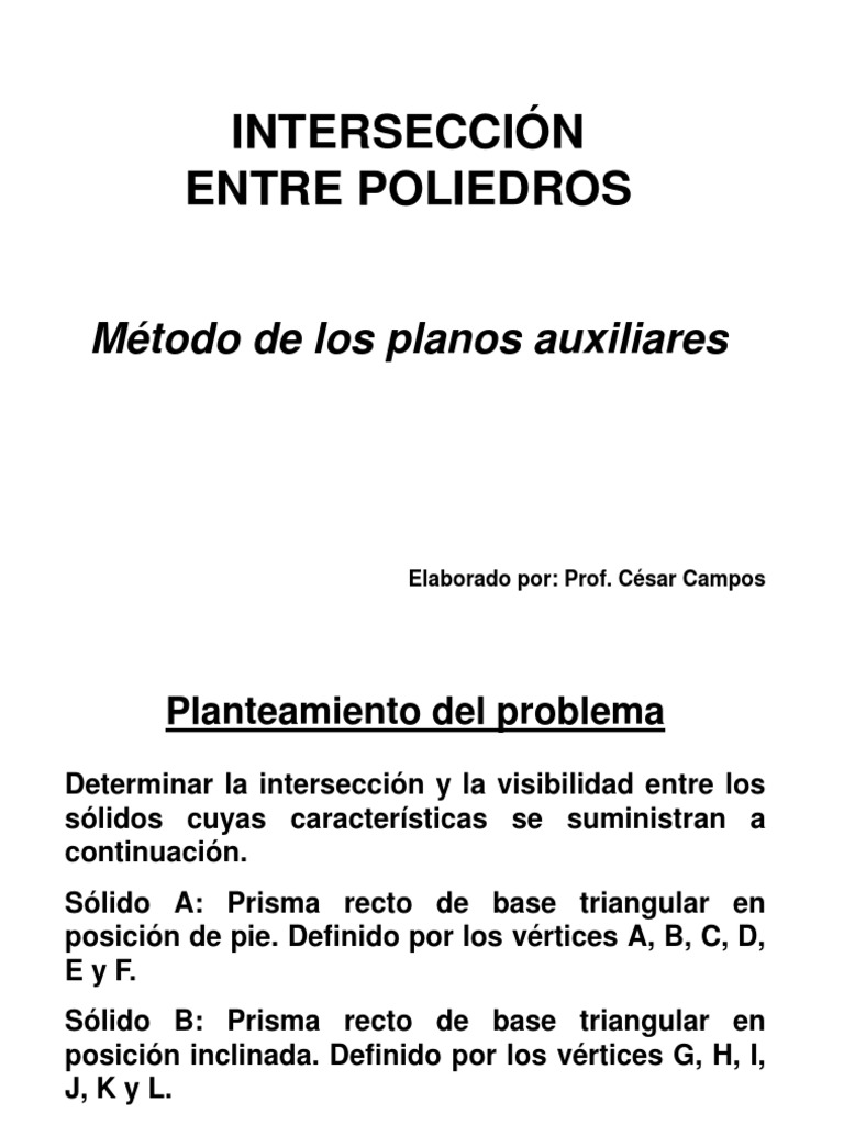 Intersección de Poliedros: Método de Planos | PDF | Euclides | Matemática Elemental
