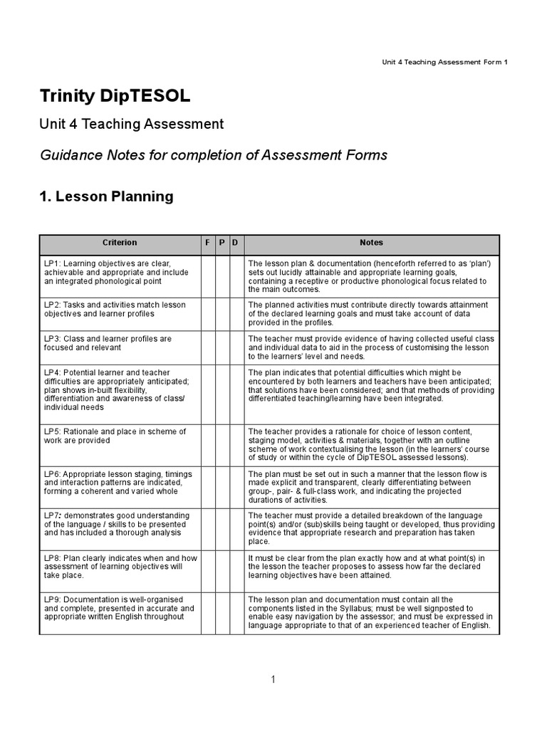 DipTESOL Unit 4 - External Lesson Guidance Notes | PDF | Teachers ...