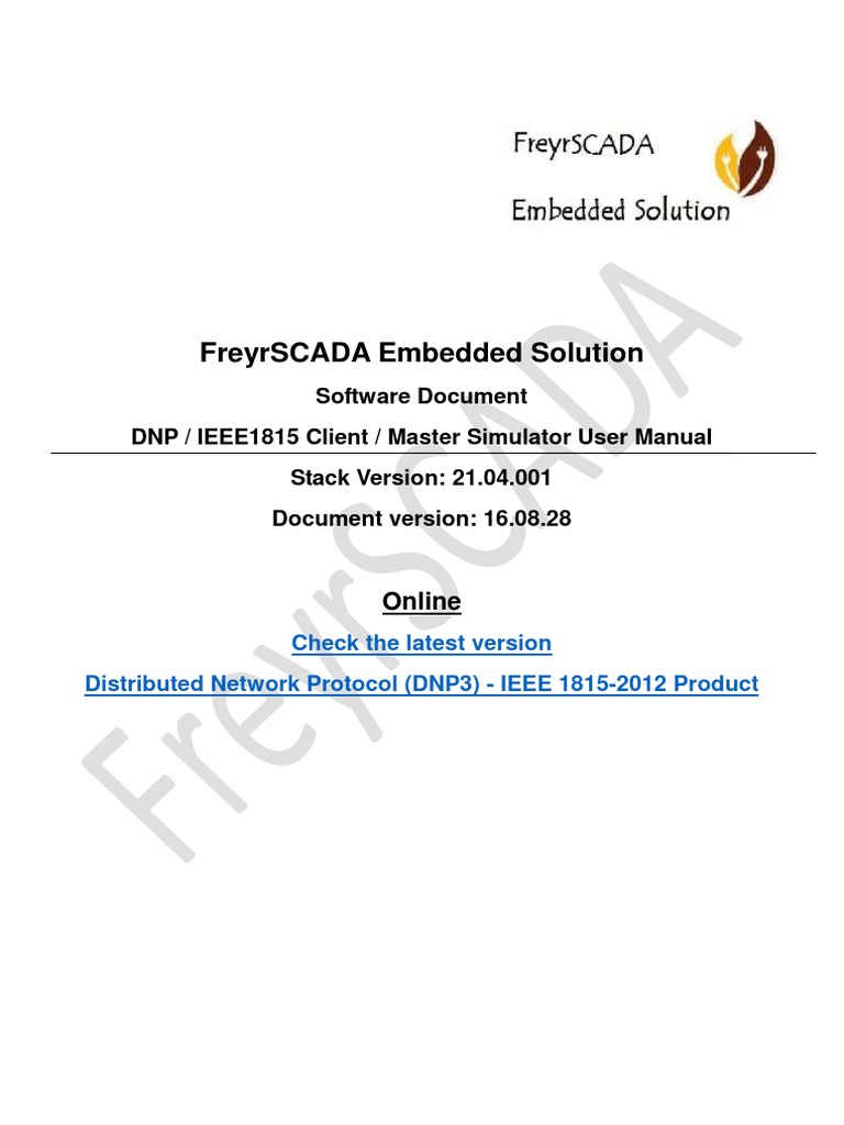 FreyrSCADA DNP Client Simulator User Manual | PDF | Port (Computer Networking) | Network Socket