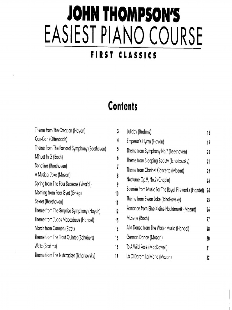 John Thompson Easiest Piano Course First Classics Pf Pdf Pdf