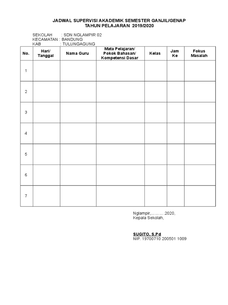 Format Supervisi Akademik SD | PDF