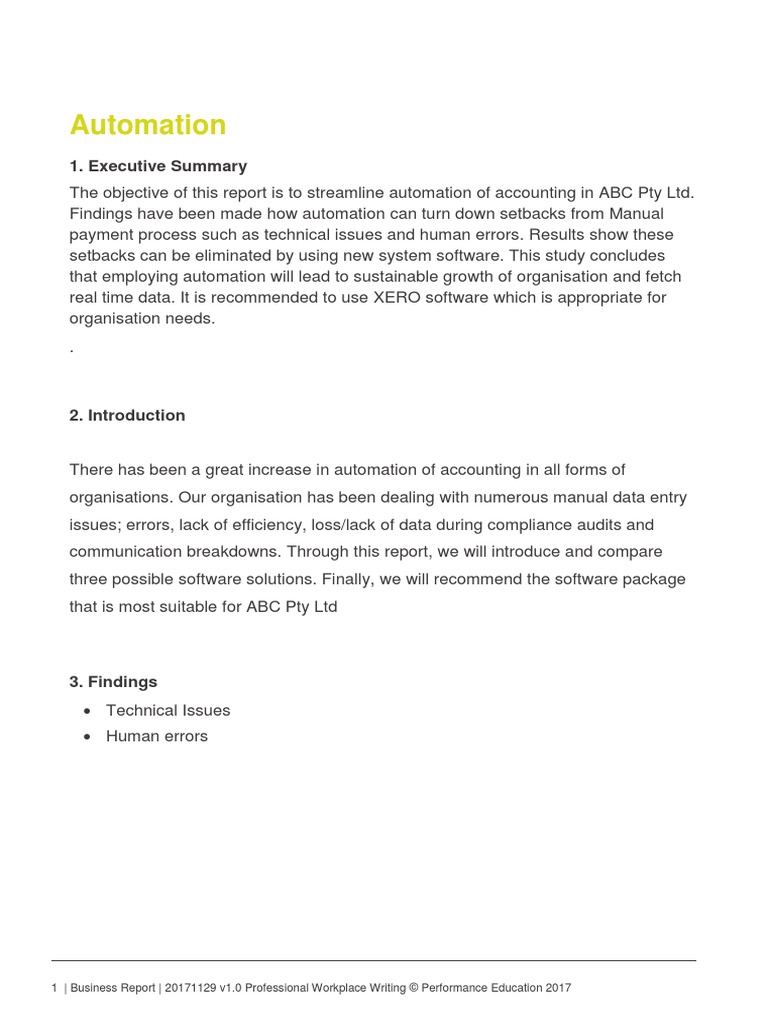 PWW WBR Written Business Report Template | PDF