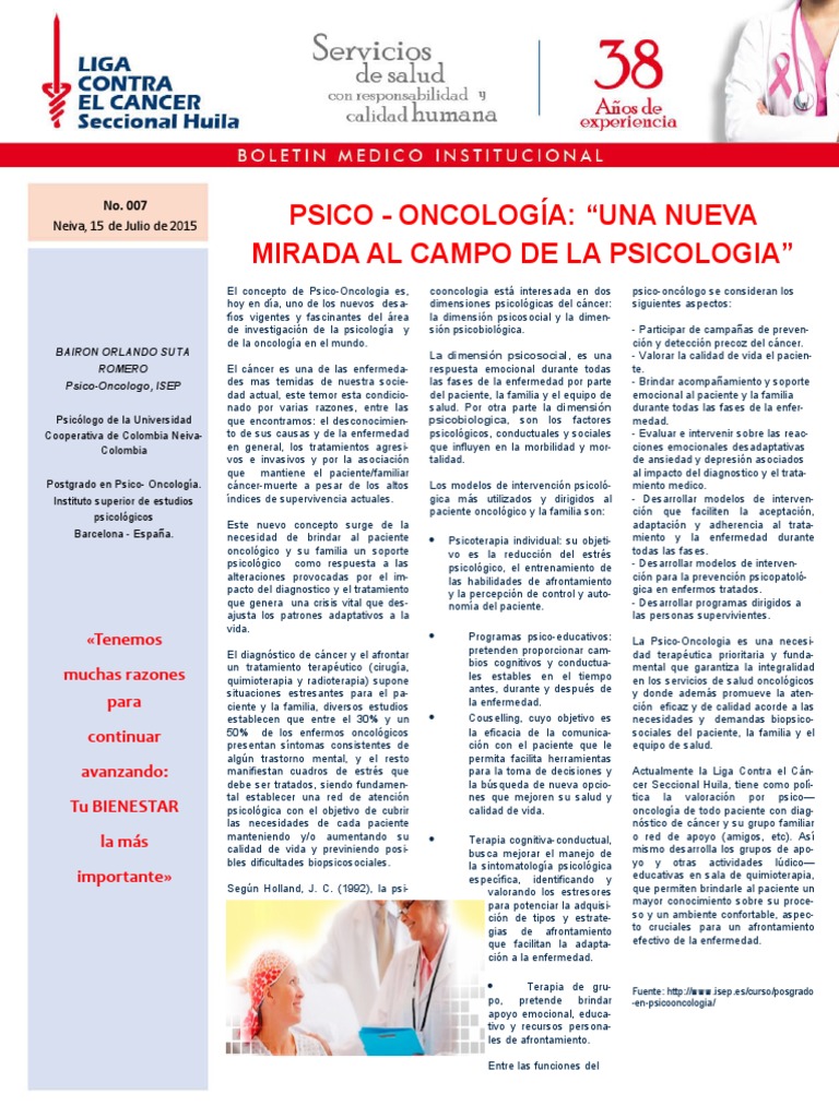 Psico Oncologia | PDF | Cáncer | Psicoterapia