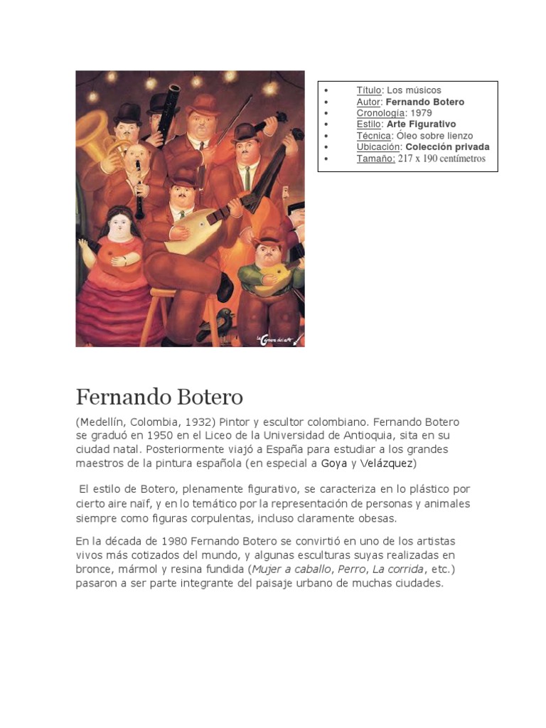 Los Músicos de Botero: Análisis Artístico | PDF | Colombia | Pinturas