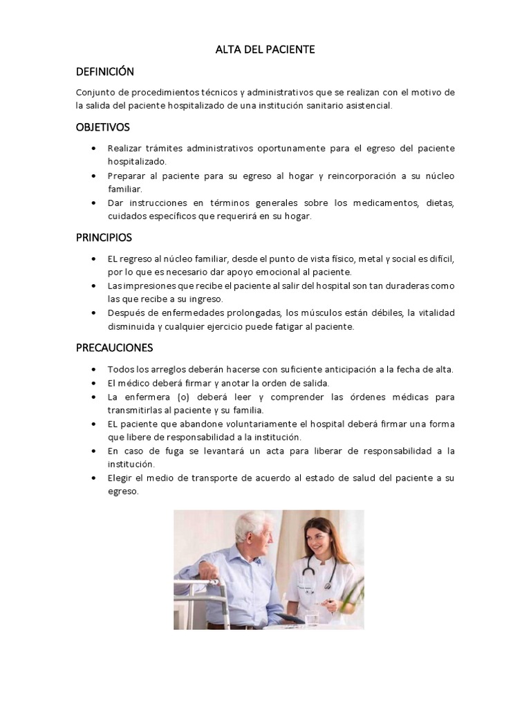 Proceso y Tipos de Alta Hospitalaria | PDF | Hospital | Enfermería