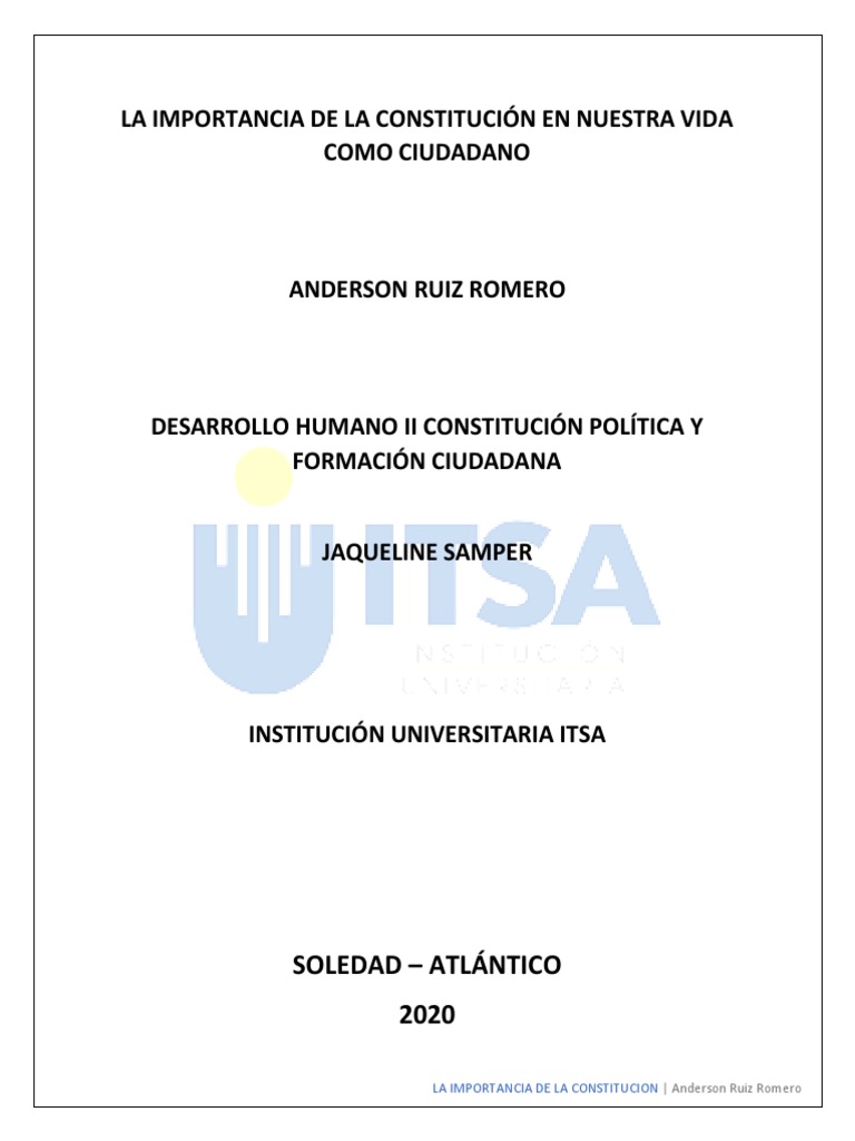 La Importancia De La Constitución En Nuestra Vida Como Ciudadano Pdf