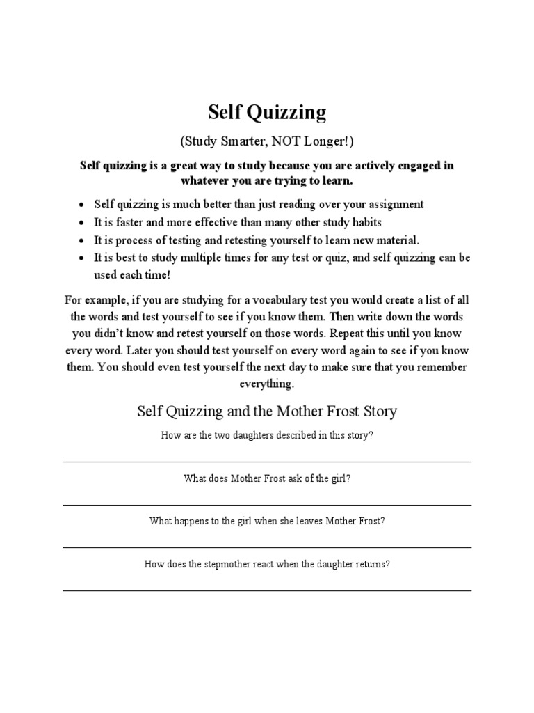 Self Quizzing | PDF