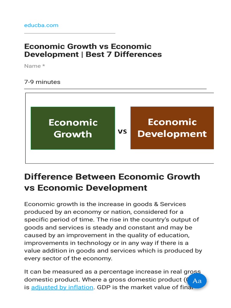 Economic Growth Vs Economic Development Best 7 Differences | PDF ...