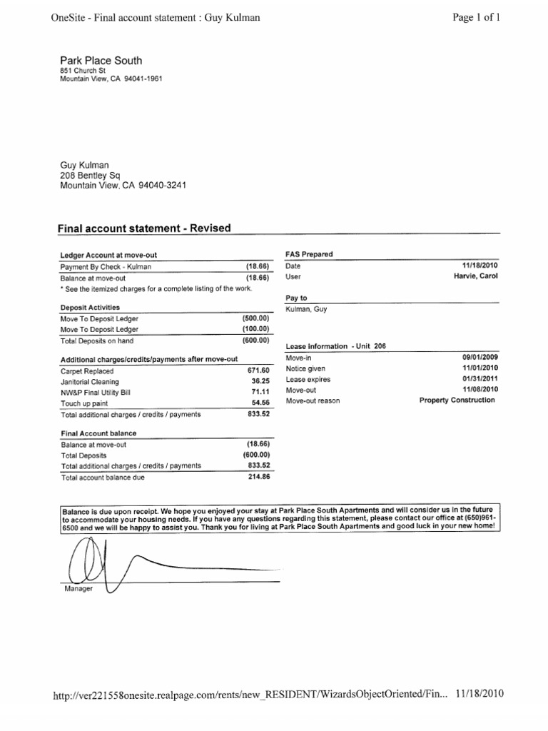 Final Account Statement | PDF