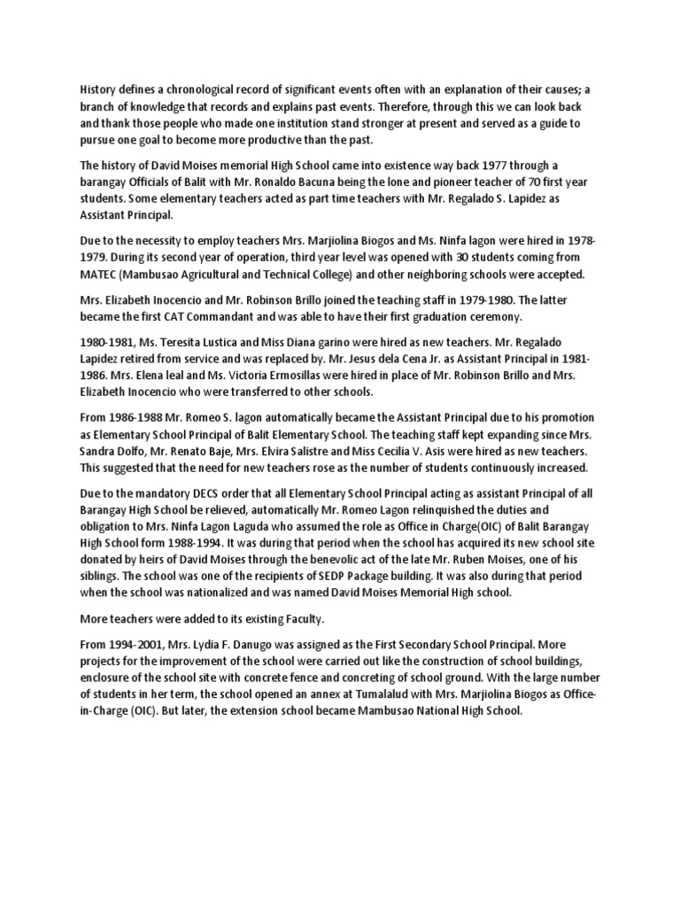 History Defines A Chronological Record of Significant Events Often With ...