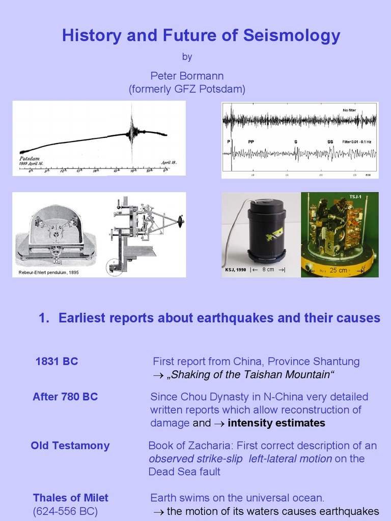 History and Future of Seismology | Seismology | Elasticity (Physics ...