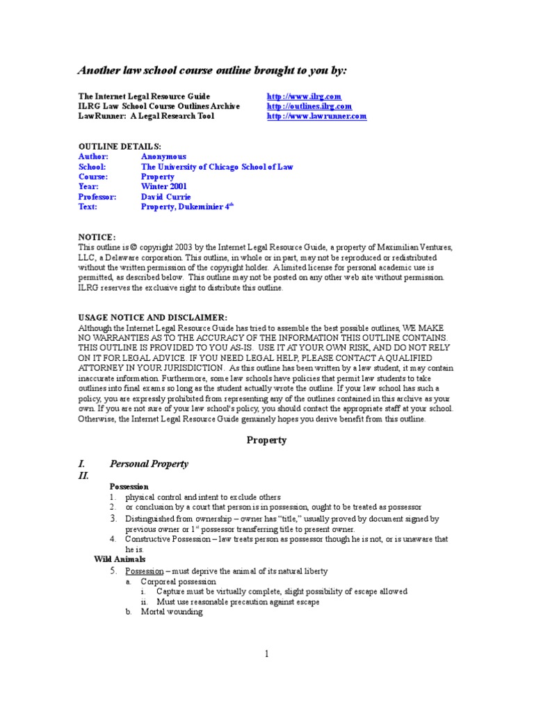 Another Law School Course Outline Brought To You by | PDF | Fee Simple ...