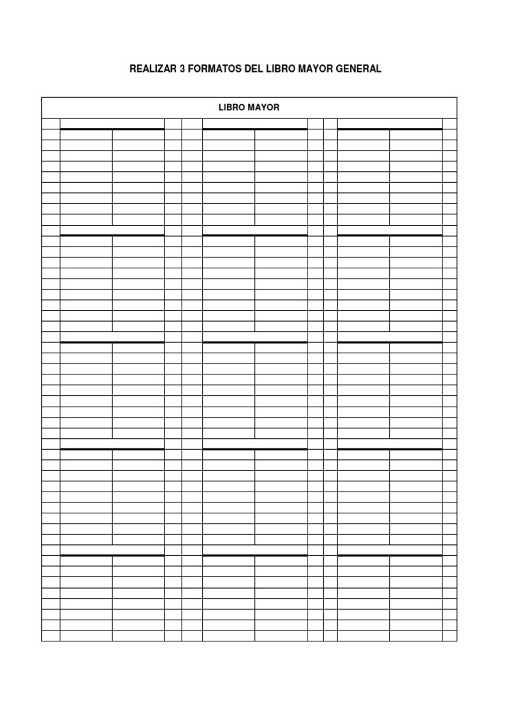 Realizar 3 Formatos Del Libro Mayor General | PDF