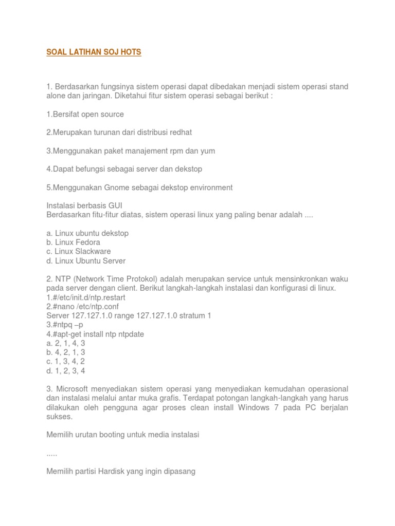 Soal Latihan Soj Hots | PDF