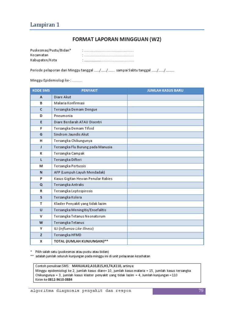 Format Laporan SKDR Mingguan-Revisi 2012 | PDF