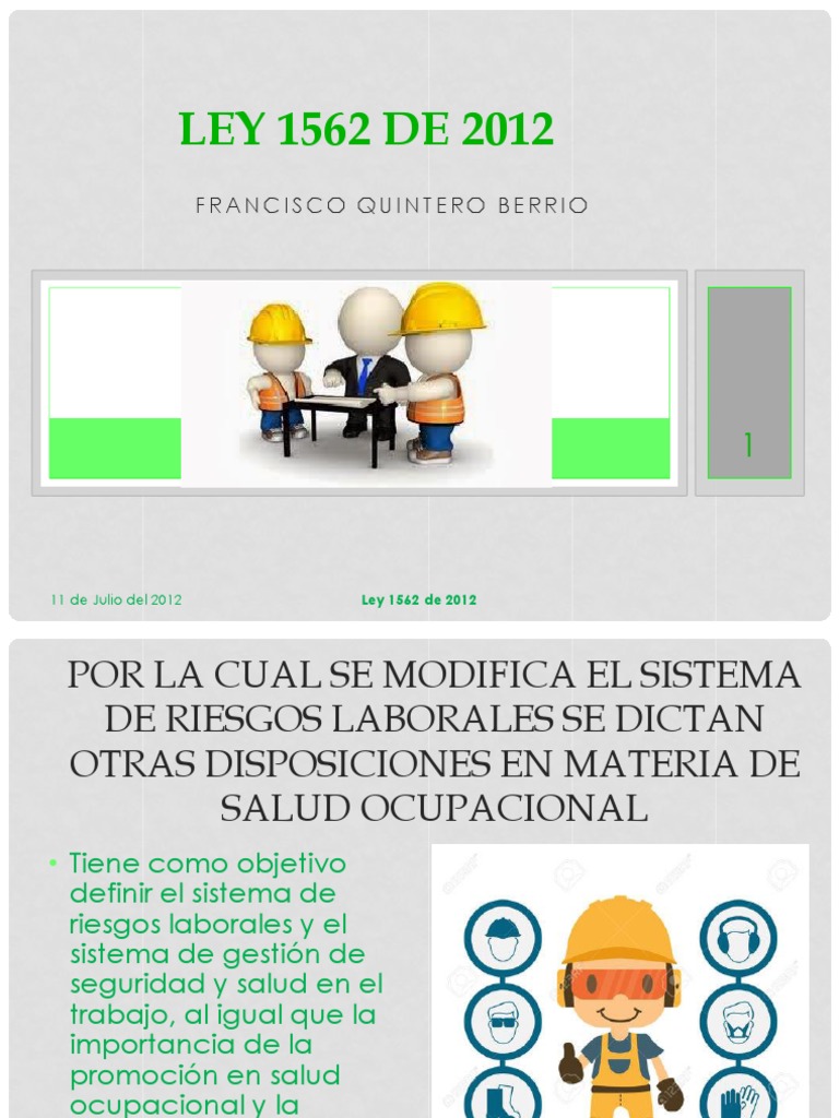 Ley 1562 de 2012 | PDF | Gobierno | Labor