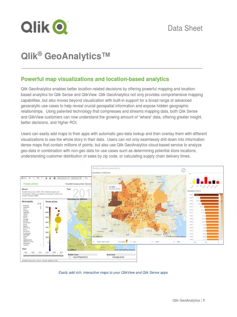 Qlik GeoAnalytics Datasheet1 - 1 | PDF | Visualization (Graphics ...