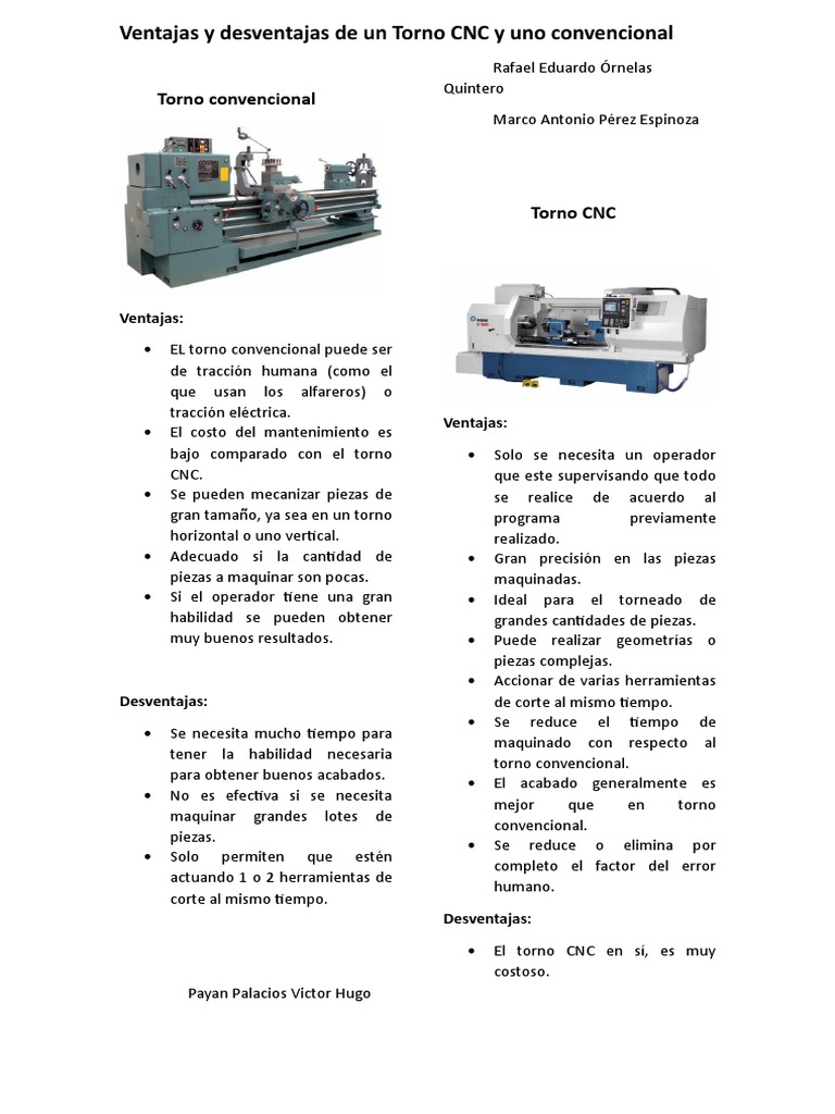 Ventajas y Desventajas de Un Torno CNC y Uno Convencional | PDF | Control numerico | Mecanizado