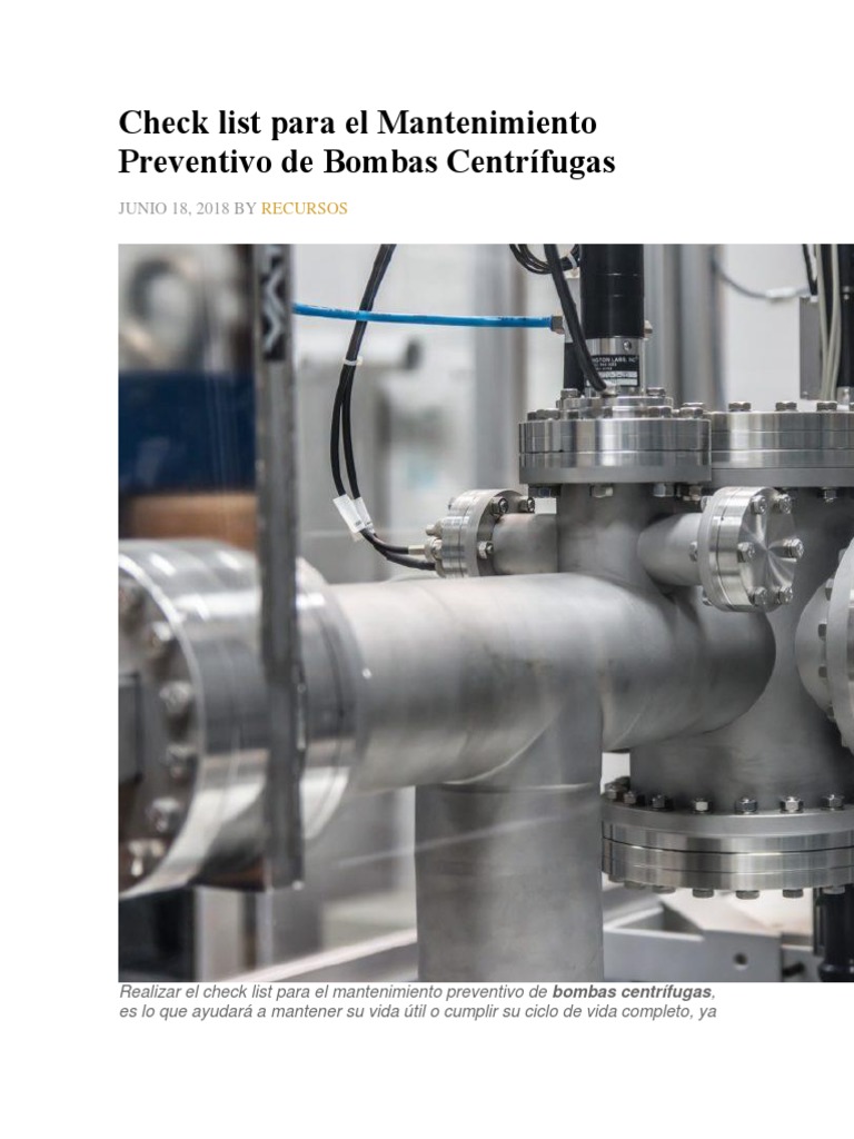Check List para El Mantenimiento Preventivo de Bombas Centrífugas | PDF ...