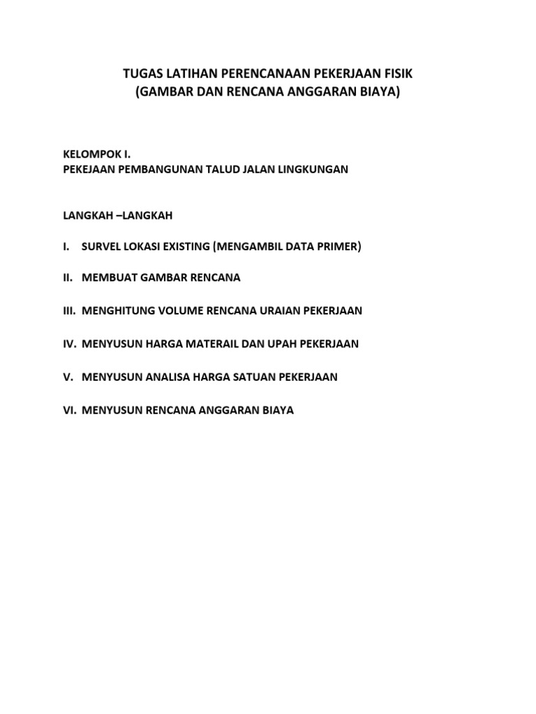 Contoh Perencanaan Fisik Jalan Lingkungan | PDF