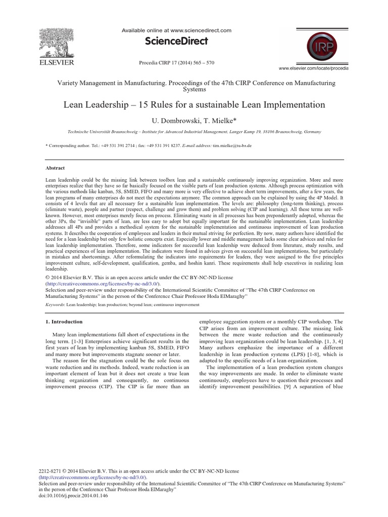 D - Lean Leadership PDF | PDF | Lean Manufacturing | Leadership