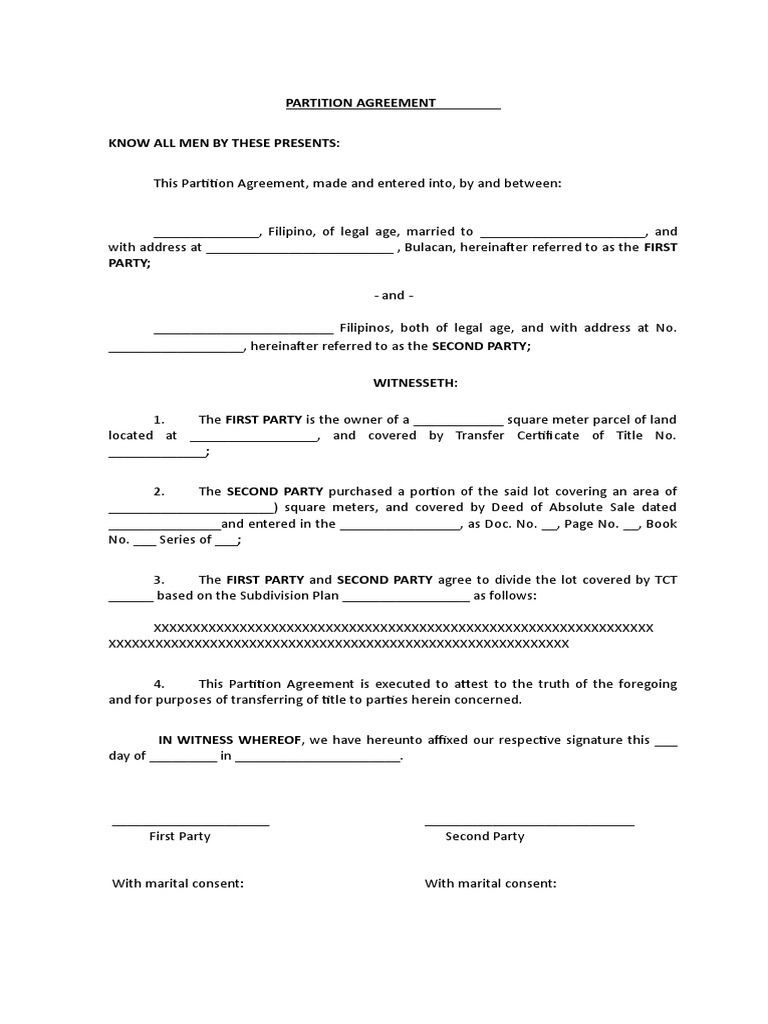 Deed of Partition - Subs | PDF | Civil Law (Common Law) | Common Law