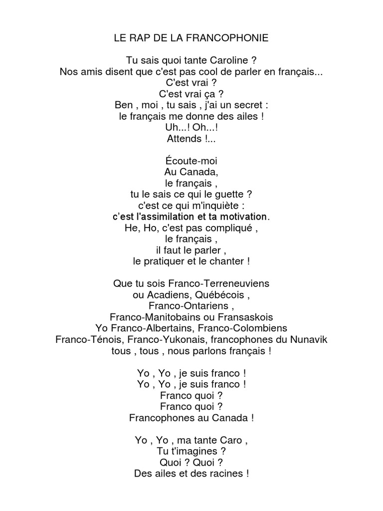 Le Rap de la Francophonie au Canada | PDF | Peuple français | Canada ...