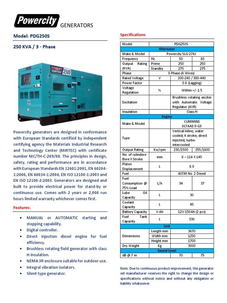 Generator | PDF | Diesel Engine | Electric Power
