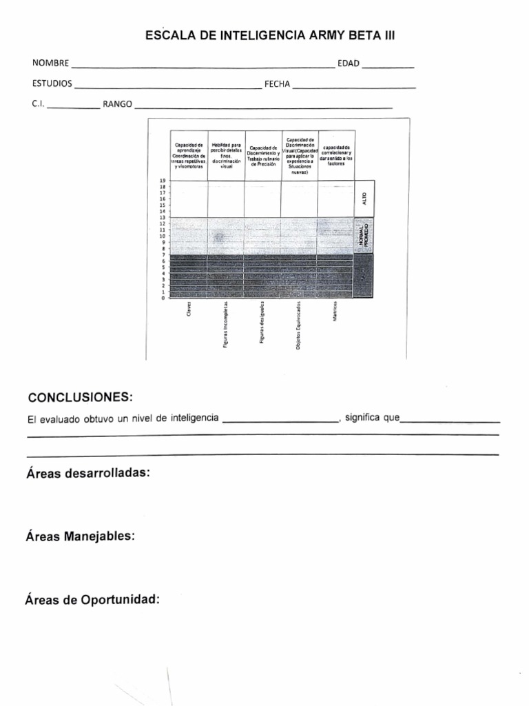 Resultados Escala Inteligencia Army Beta | PDF | Evaluación ...