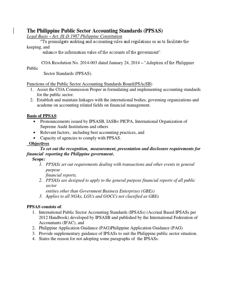 The Philippine Public Sector Accounting Standards | PDF | Intangible ...