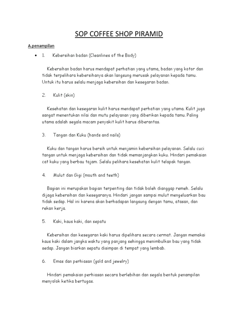 Job Desk Coffeshop | PDF