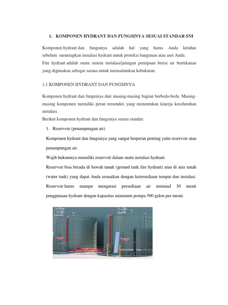 Komponen Hydrant Dan Fungsinya Sesuai Standar Sni | PDF