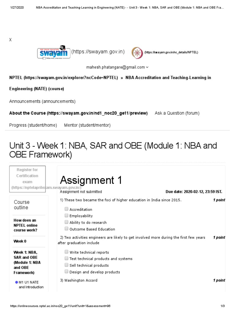 NBA Accreditation and Teaching-Learning in Engineering (NATE) - Unit 3 ...