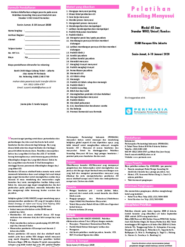 Pelatihan Konseling Menyusui Modul 40 Jam (6-10 Jan 2020) PDF | PDF Pelatihan Konseling Menyusui Modul 40 Jam (6-10 Jan 2020) PDF | PDF