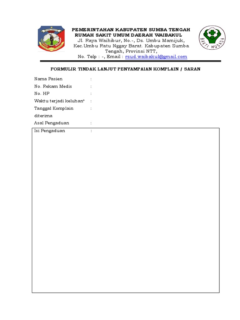 Form Tindak Lanjut Penanganan Komplain | PDF