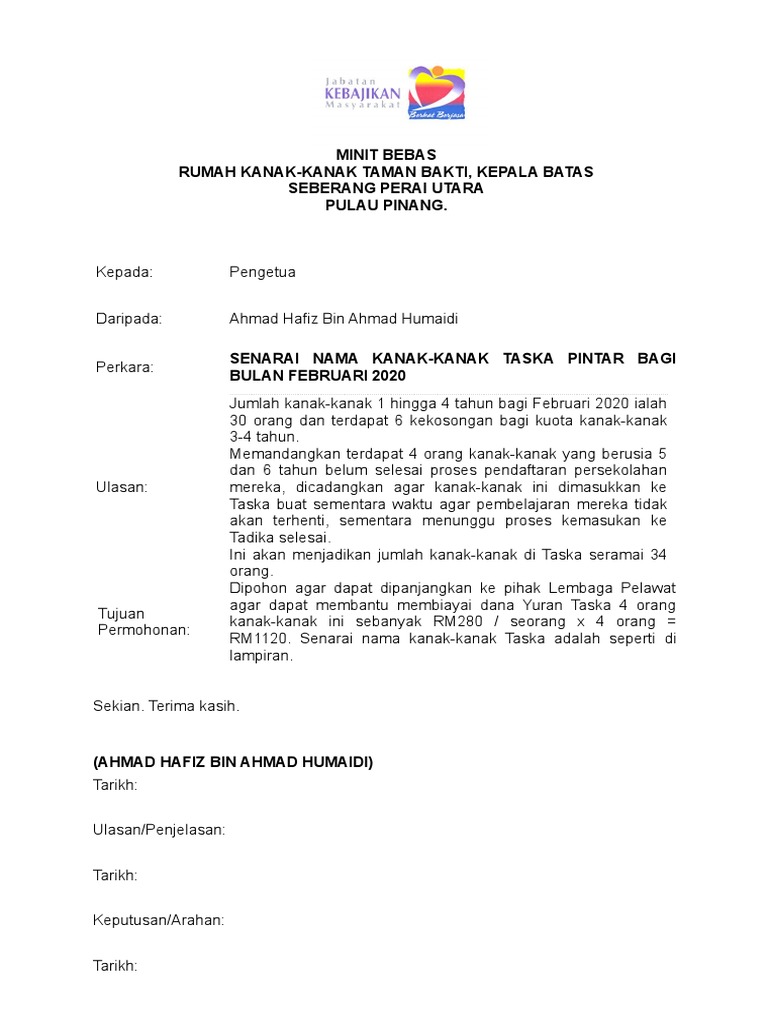 MINIT BEBAS Taska Feb | PDF | Karier & Perkembangan | Ilmu Sosial