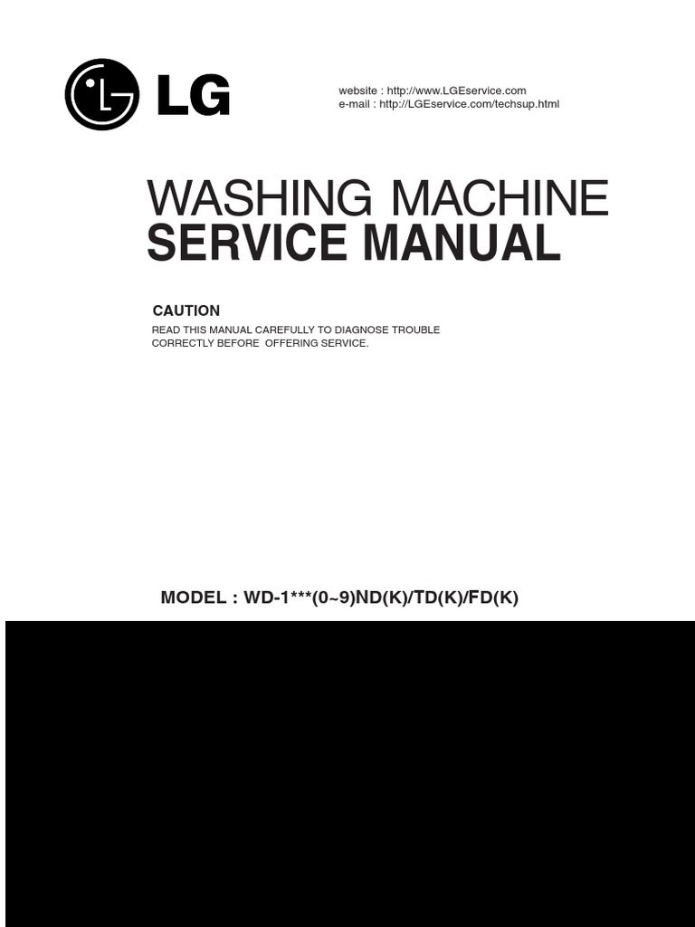 LG Washing Machine Service Manual PDF | PDF | Washing Machine | Laundry