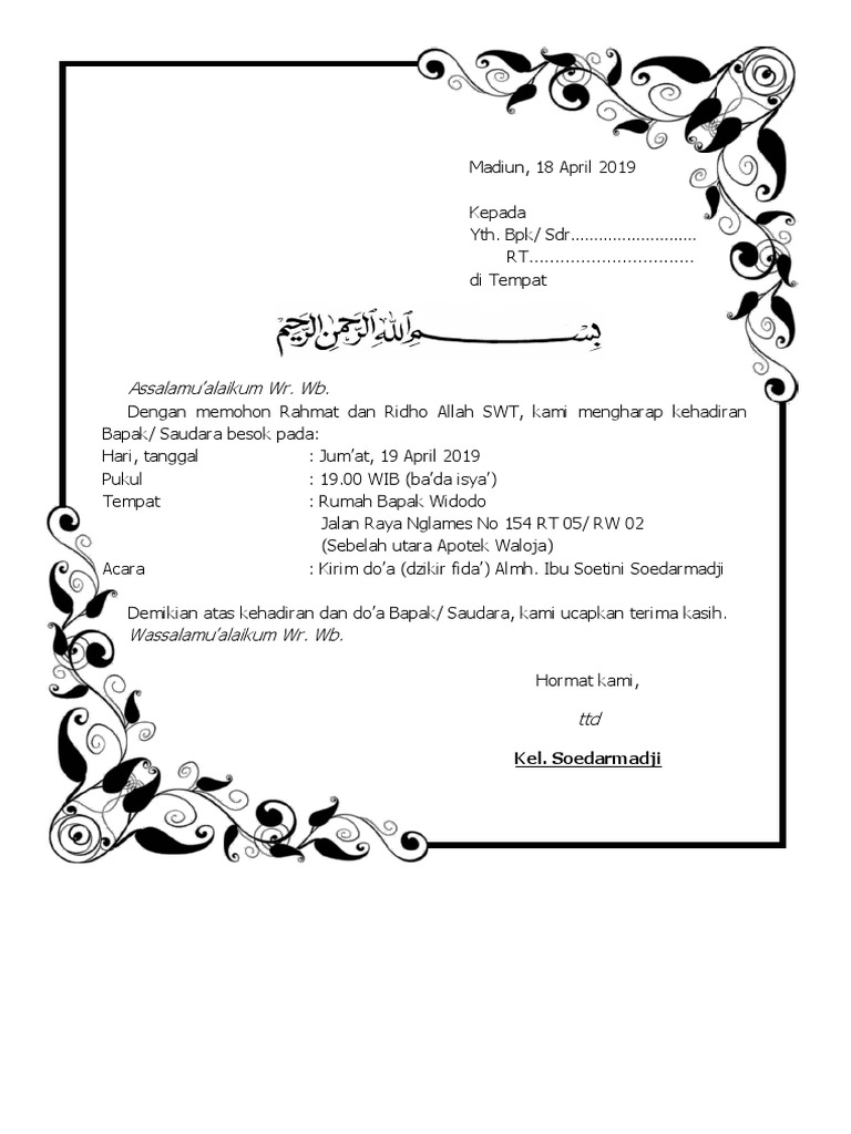 Undangan Dzikir Fida' | PDF