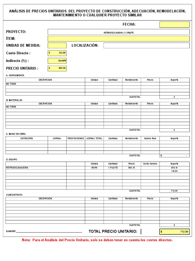 Formato PU | PDF | Microsoft Excel | Microsoft