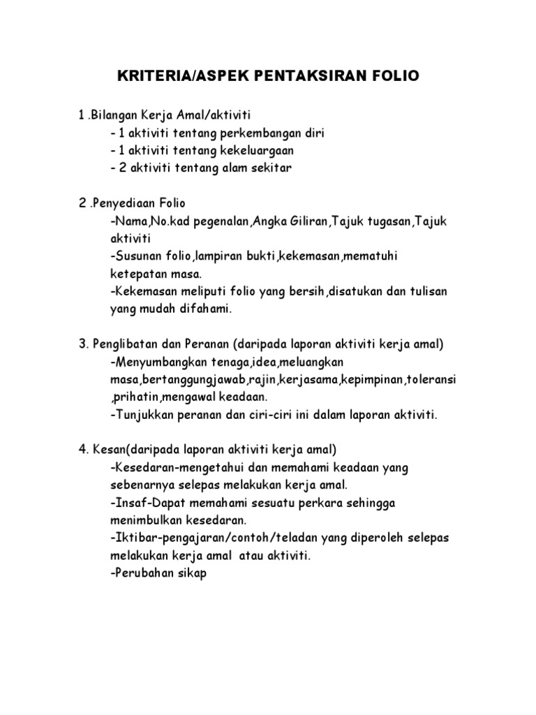 Kriteria Folio Pendidikan Moral | PDF