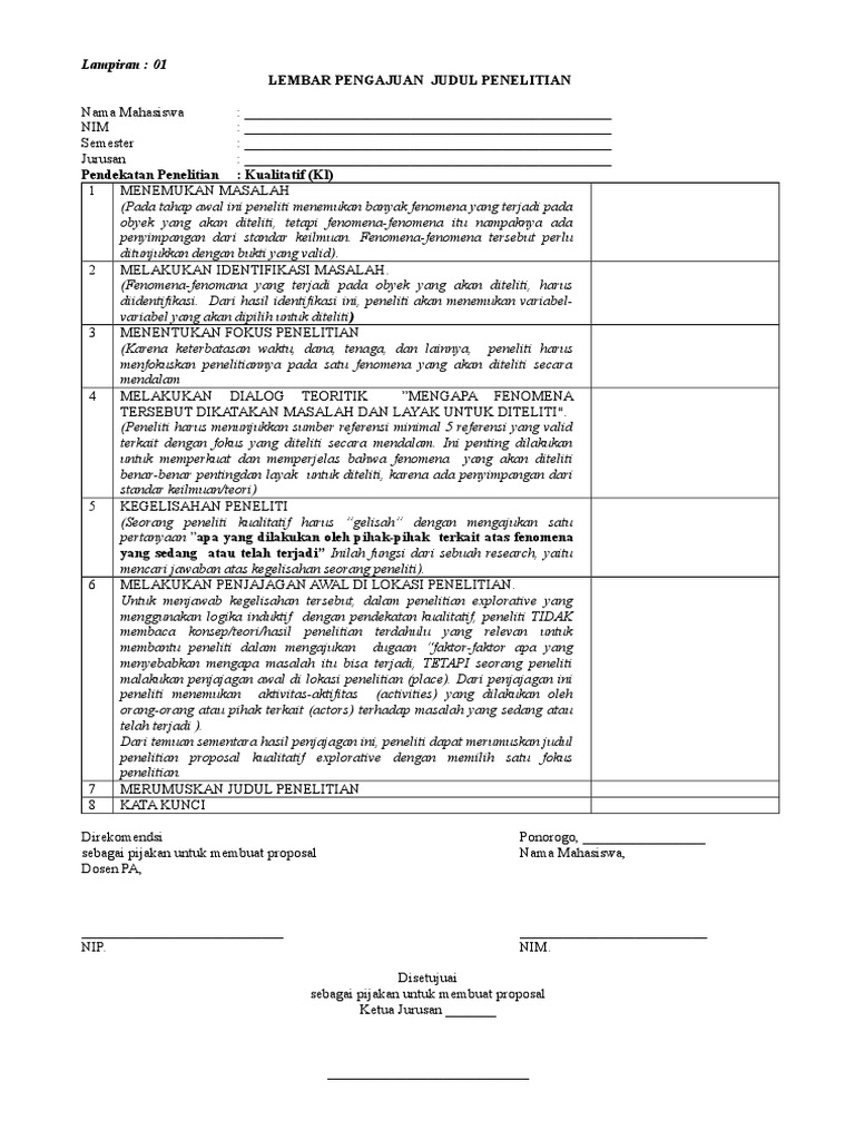 Lembar Pengajuan Judul Skripsi | PDF