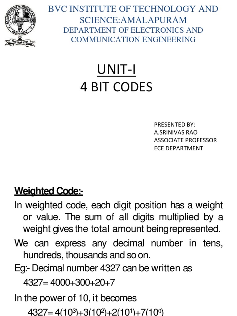 4bit Codes | PDF | Binary Coded Decimal | Bit